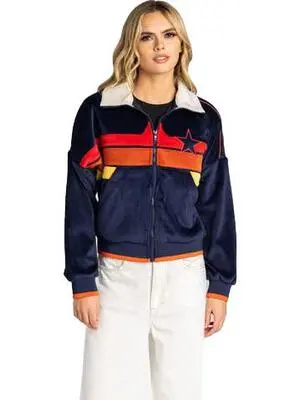 THE WILD COLLECTIVE The Wild Collective Houston Astros Velvet Corduroy Full-Zip Jacket Blue