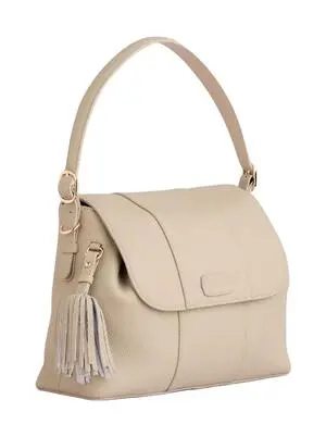 POM POM LONDON Pom Pom London Strand Leather Shoulder Bag Stone