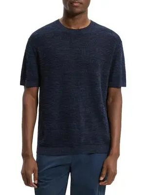 Theory Kolben Pacific Short Sleeve Textured Knit Sweater - New Baltic