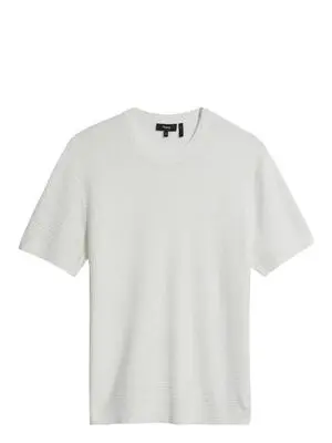 Theory Kolben Pacific Short Sleeve Textured Knit Sweater - Winter Ivory