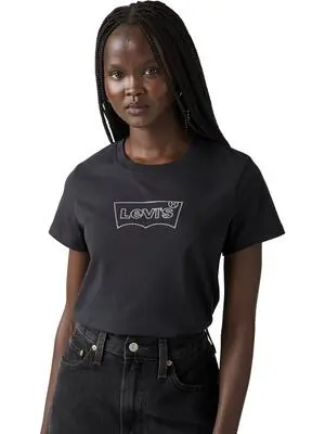 LEVI'S Logo Rhinestone Graphic Crewneck T-shirt - Batwing
