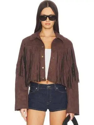 MORE TO COME Fringe Faux Suede Jacket