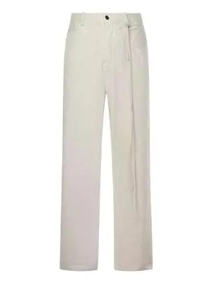 ANN DEMEULEMEESTER Tie-detail Cotton Trousers - Neutrals