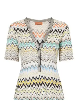 Missoni Striped Crochet-knit V-neck Sweater - Neutrals
