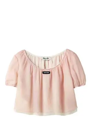 Miu Miu Chiffon Layered Crop Top - Pink