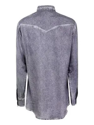 PIERRE-LOUIS MASCIA Acid Wash Double Pocket Shirt - Grey