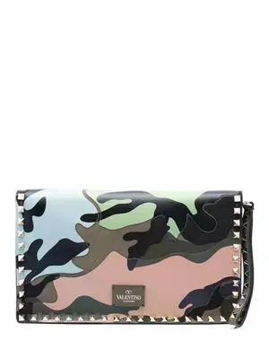 Valentino Garavani Camouflage Rockstud Wristlet Clutch Bag - Brown