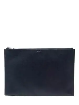 Saint Laurent Grain De Poudre Zip Document Holder Clutch Bag - Black