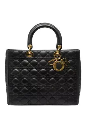 Dior Lambskin Cannage Lady Satchel - Black