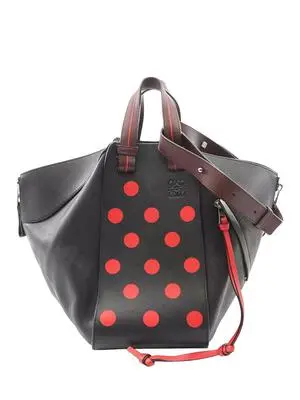 Loewe Medium Leather Polka Dot Hammock Bag Satchel - Black