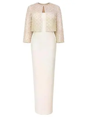 RAMI AL ALI Embellished Overlay-top Maxi Gown - Neutrals