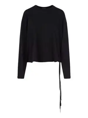 ANN DEMEULEMEESTER Tie-detail T-shirt - Black
