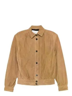Saint Laurent Saint Laurent Suede Buttoned Jacket Neutrals