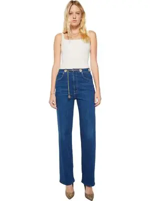 MOTHER The Off Chain High Waisted Tunnel Vision Sneak Jeans - Blue