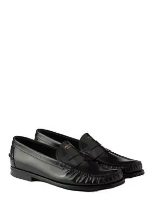 Prada Brushed Leather Loafers - Black