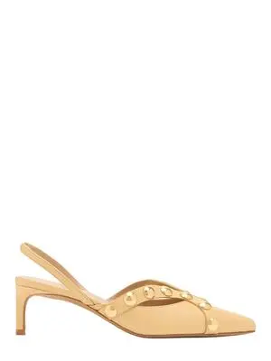 Ulla Johnson Vendome Studded Leather Kitten Heel Slingbacks - Miele