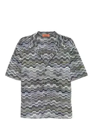 Missoni Zigzag-knit Camp-collar Shirt - Grey