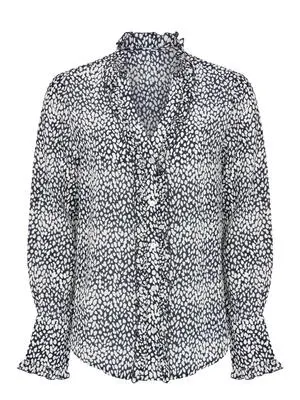 GUINEA Silk Abstract Print Blouse - Blue