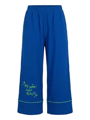 KING NAKED Embroidered Wide-leg Trousers - Blue