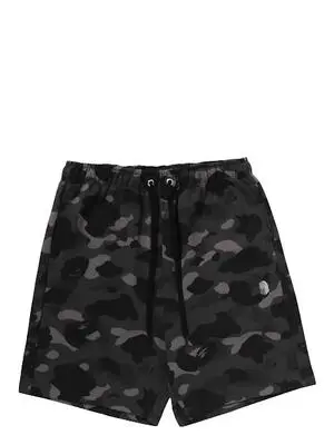 A BATHING APE Camo Metal Ape Head Relaxed Fit Sweat Shorts - Black
