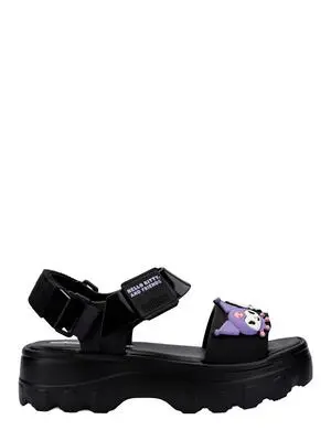 Melissa Kick Off Platform Sandals With Hello Kitty And Friends Embellishment - Black