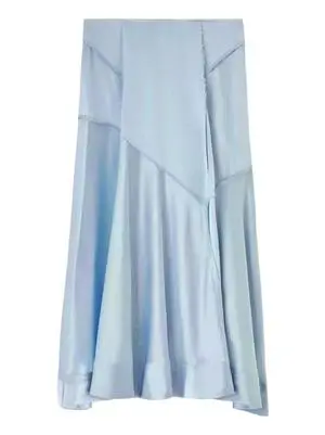 GANNI Raw-edge Panelled Maxi Skirt - Blue