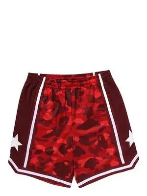 A BATHING APE Camouflage Mesh Relaxed Fit Shorts - Red