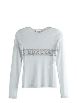 JEAN PAUL GAULTIER Mesh Crewneck Long Sleeve Top - Lightblue