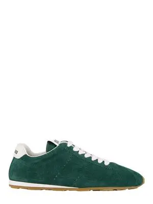 Miu Miu Plume Suede Lace-up Sneakers - Green