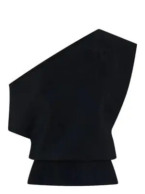 Christopher Esber Knit Asymmetrical Shoulder Top - Black
