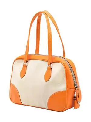 Prada Prada Cinghiale Trimmed Canapa Handbag Orange