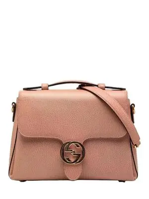 Gucci Gucci Small Calfskin Leather Interlocking G Satchel Pink