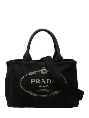 Prada Canapa Logo Satchel - Black