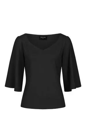 MARIANNA DÉRI Sweetheart Neckline Top With 3/4 Sleeves - Black
