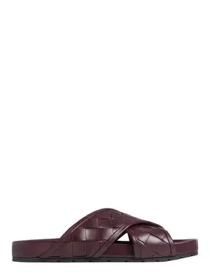 Bottega Veneta Intrecciato Leather Slides - Red