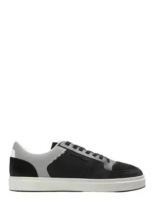 Emporio Armani Cross-stitch Mesh Panelled Sneakers - Black
