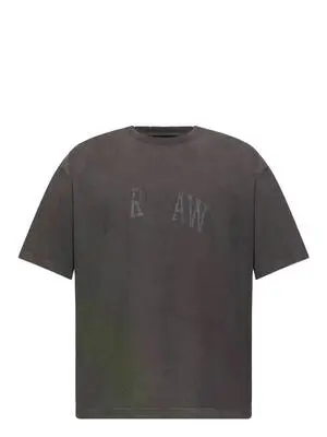 MISBHV Washed Black Cotton Distressed Logo T-shirt - Grey