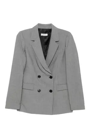 NINA 14.7 Micro-check Double-breasted Blazer - Black