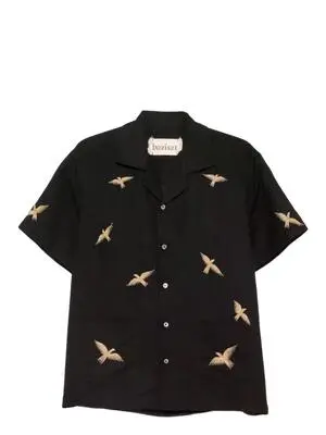 BAZISZT Bird-embroidered Shirt - Black