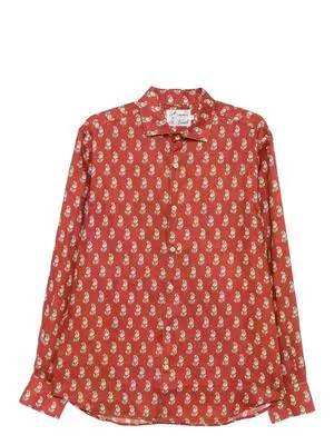 MC2 SAINT BARTH Pamplona Floral-print Linen Shirt - Red
