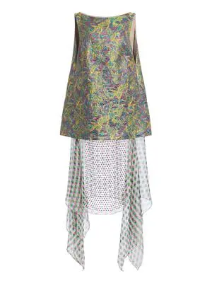 Dries Van Noten Dries Van Noten Dabel Contrast-Skirt Jacquard-Lamé Midi Dress Multi
