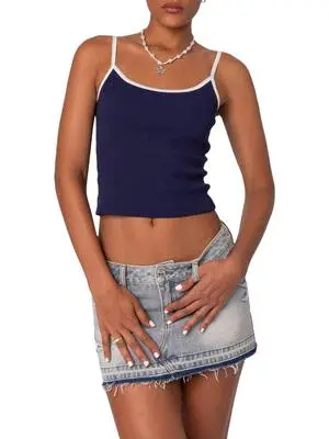 EDIKTED Franky Contrast Trim Rib Camisole - Navy