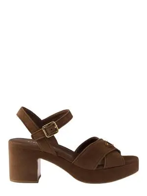 Prada Suede Platform Sandals - Brown