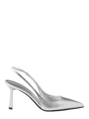 Prada Saffiano Leather Slingback Pumps With Stiletto Heel - Metallic