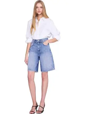 ANINE BING Jasper Relaxed Fit Knee-length Organic Cotton Shorts - Pacific Blue