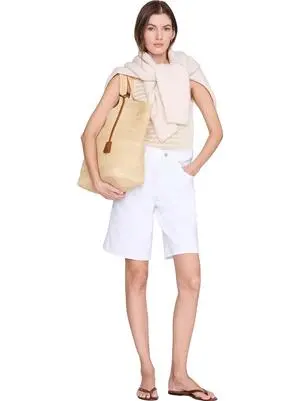 ANINE BING Jasper Relaxed Fit Knee-length Organic Cotton Shorts - White