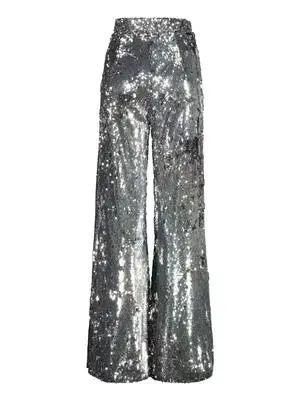 ELLERY Sequin Wide Leg Trousers - Silver
