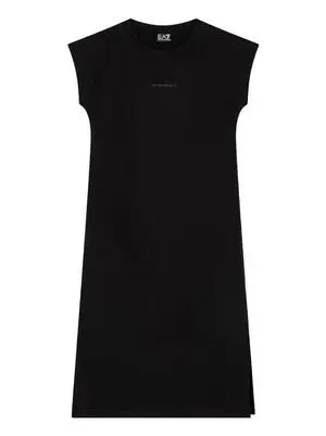 EA7 Emporio Armani Logo Appliqué Side-slit Dress - Black