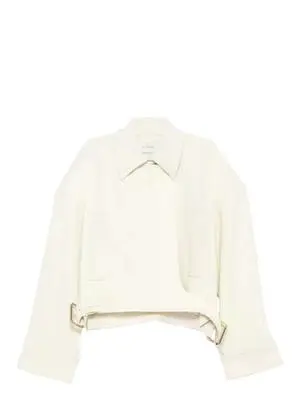 Sportmax Cropped Jacket With Buckle Detail - Neutrals