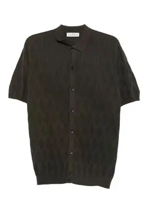 JEORDIE'S Diamond-patterned Short-sleeve Shirt - Brown